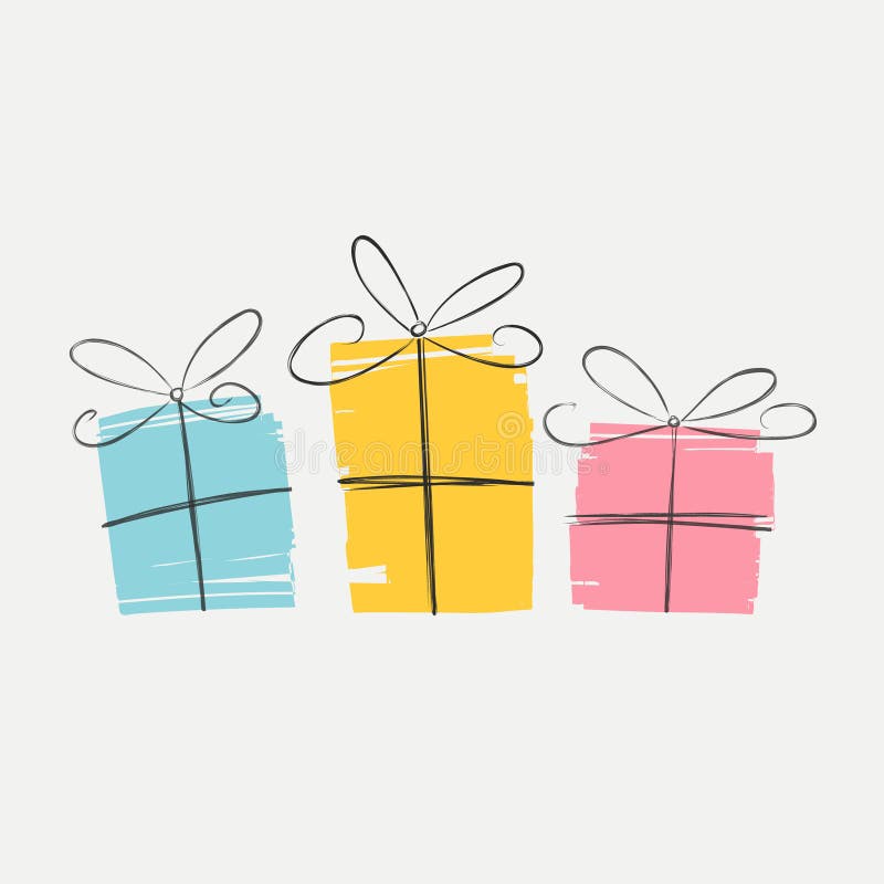 Three Colorful Gift Boxes Isolated Stock Illustration - Illustration of ...