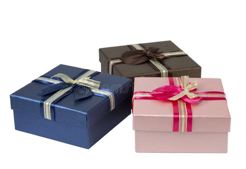 Three Colorful Gift Boxes on White Background Stock Image - Image of ...