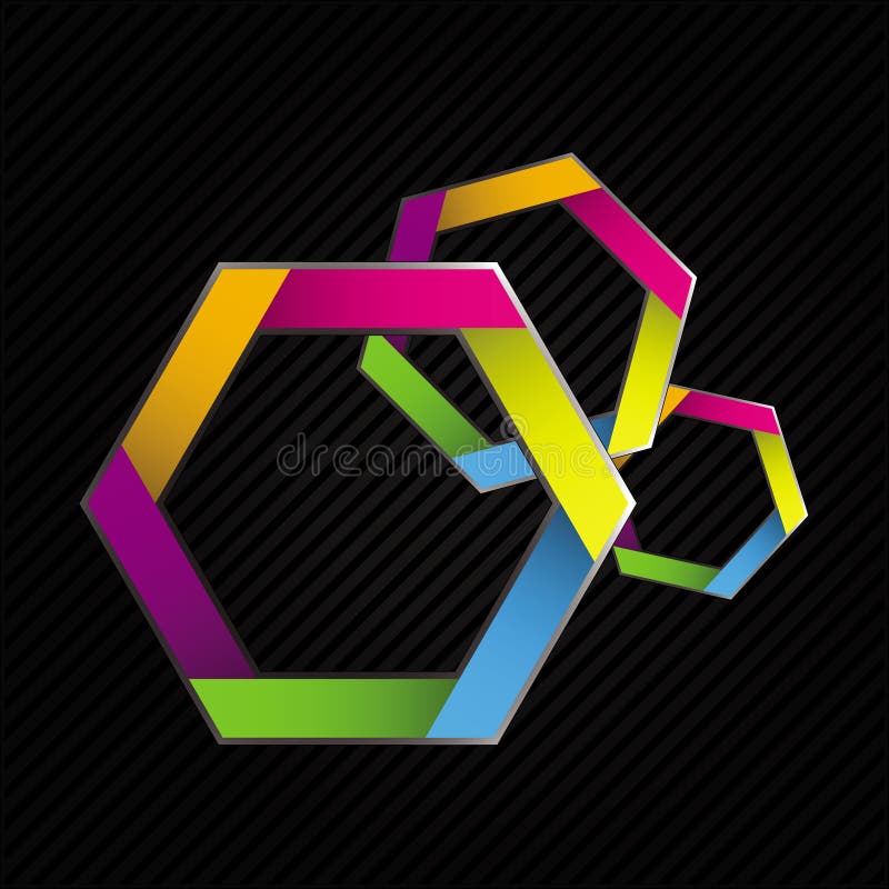 Three Colorful Hexagon stock vector. Illustration of transparent - 27639974