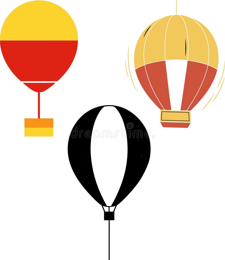 Three Colorful Hot Air Balloons Illustration. Stock Illustration ...