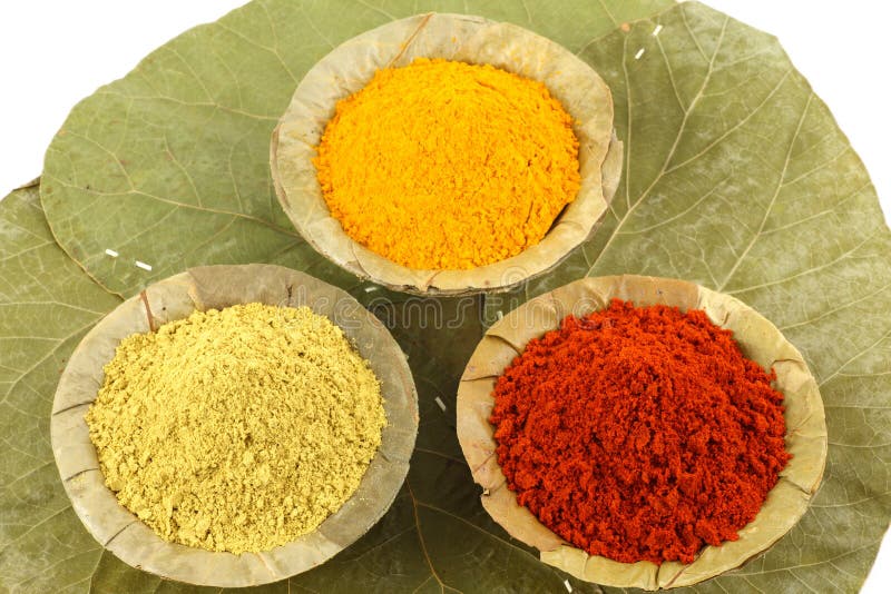 Three Colorful Indian Spices Stock Photo - Image of chillies, assorted ...