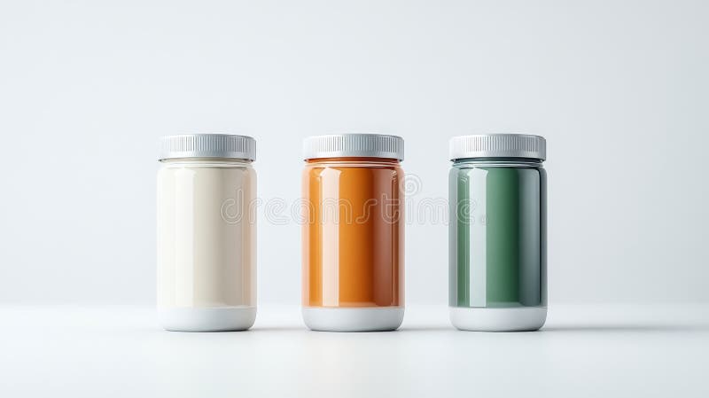 Three Colorful Jars on White Background Stock Illustration ...