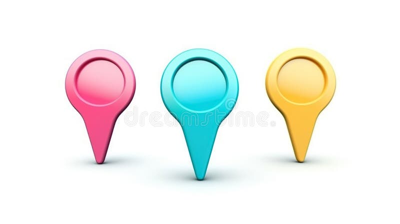 Three Colorful Map Pins stock illustration. Illustration of voyage ...