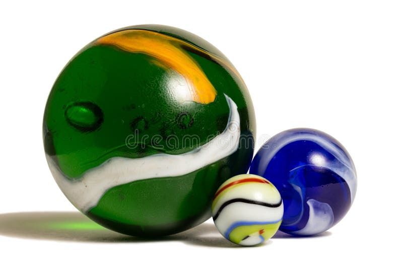 Three Colorful Marbles in Three Sizes Stock Photo - Image of blue ...