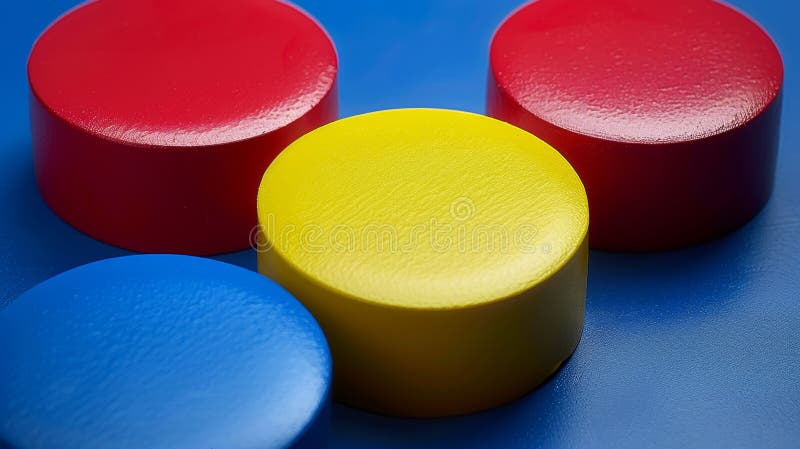 Three Colorful Objects on a Blue Surface with One Being Yellow, AI ...