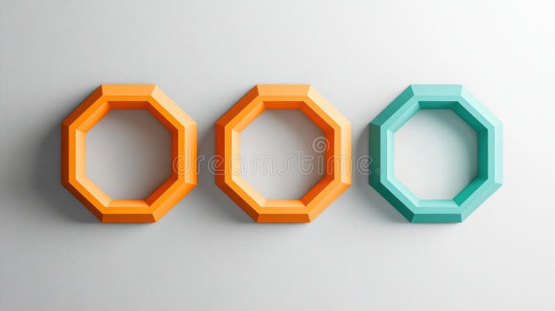 Three Colorful Octagonal Shapes Arranged on a White Background ...