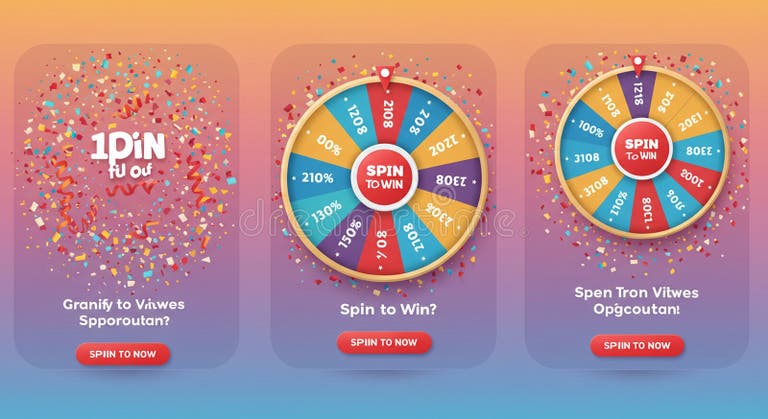 Three Colorful Panels Featuring Circular "spin To Win" Wheels Dominate ...