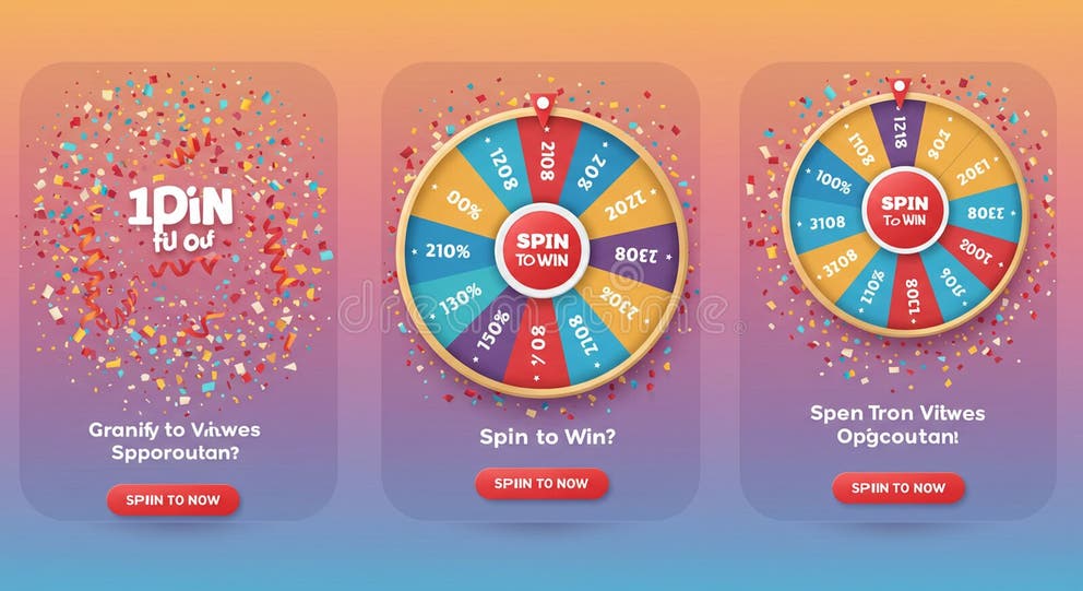 Three Colorful Panels Featuring Circular "spin To Win" Wheels Dominate ...