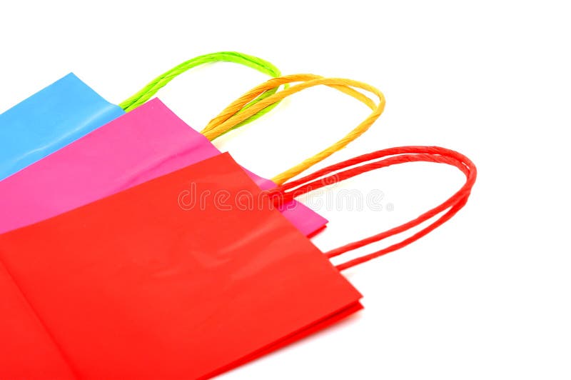 Three Colorful Paper Gift Bags Stock Image - Image of blue, paper: 28911199