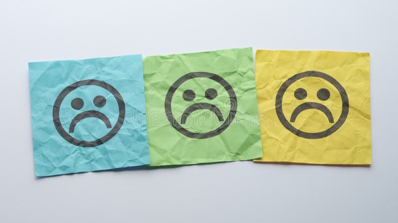 Three Colorful Paper Notes with Sad Faces on Them. Stock Video - Video ...