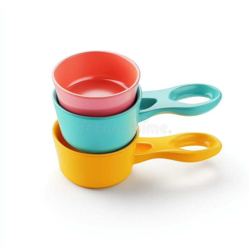 Stack of Colorful Plastic Measuring Cups with Handles Stock ...