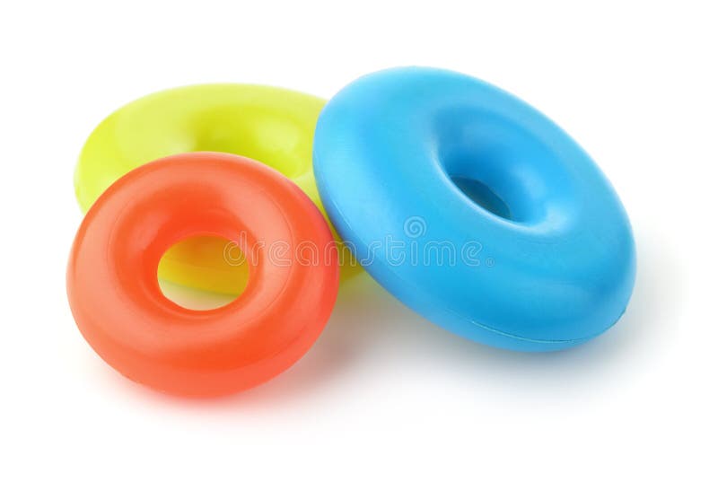 Three Colorful Plastic Toy Rings Stock Image - Image of education ...