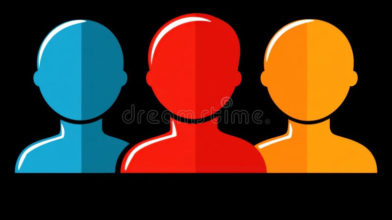 Three Colorful Profile Icons Representing Teamwork and Collaboration ...