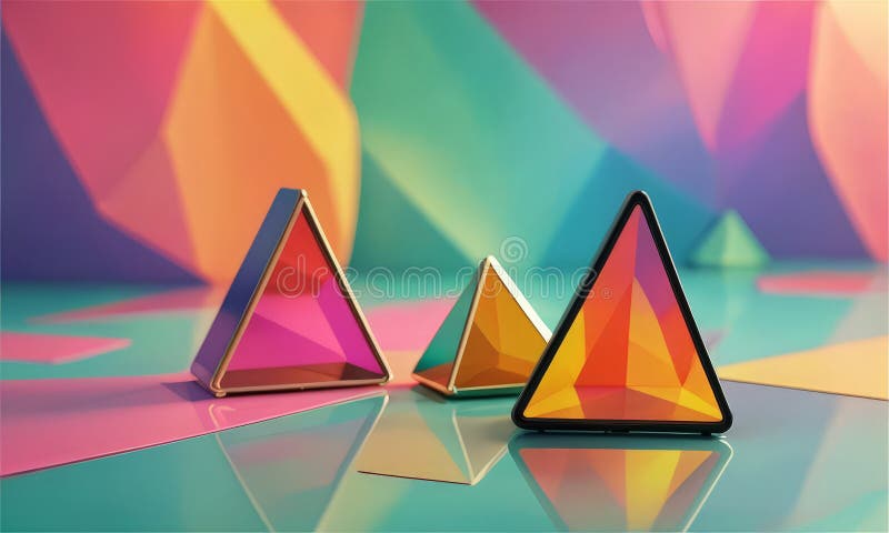 Three Colorful Pyramids on Background Stock Illustration - Illustration ...