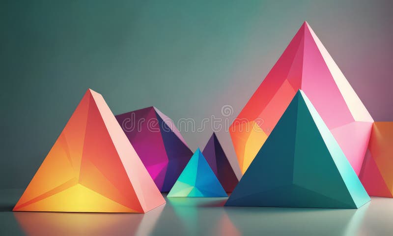 Three Colorful Pyramids on Grey Background Stock Illustration ...