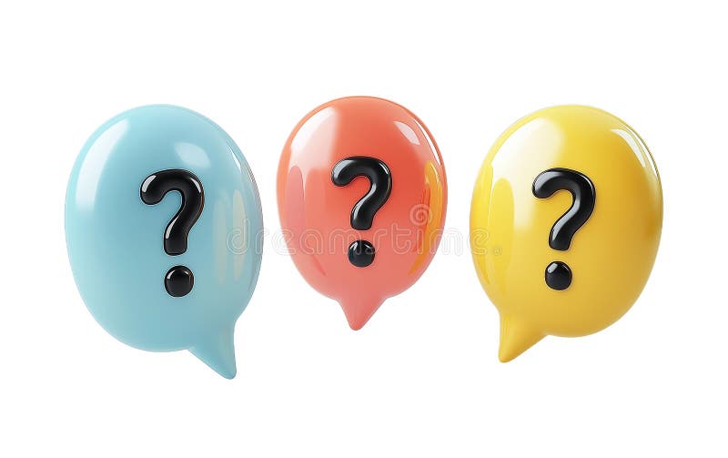 Three Colorful Question Mark Speech Bubbles 3D Render, Inquiry ...