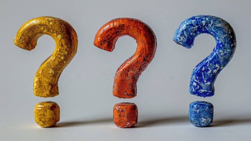 Three Colorful Question Marks Sit on a Plain White Background Stock ...