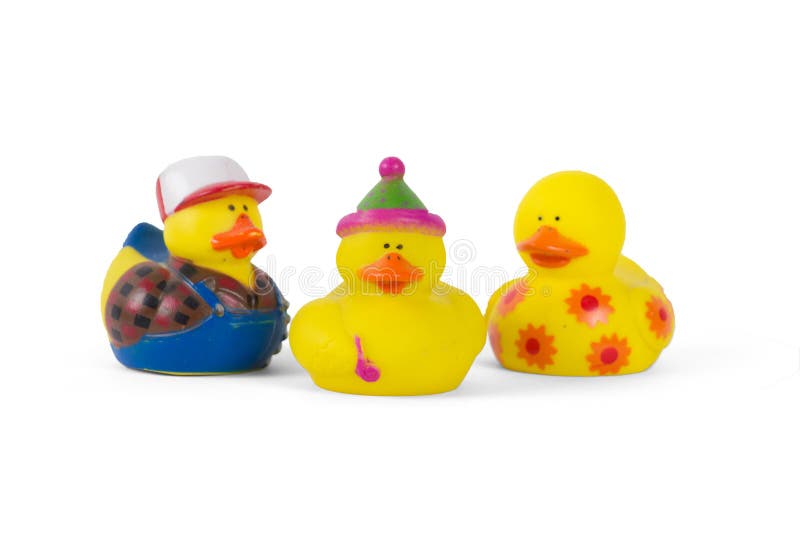Three Colorful Rubber Ducks Stock Photo - Image of clothes, bath: 73782510