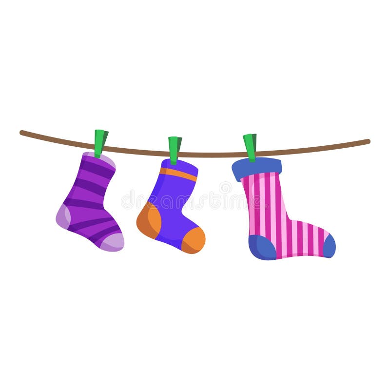 Three Colorful Socks are Drying on a Clothesline Stock Vector ...