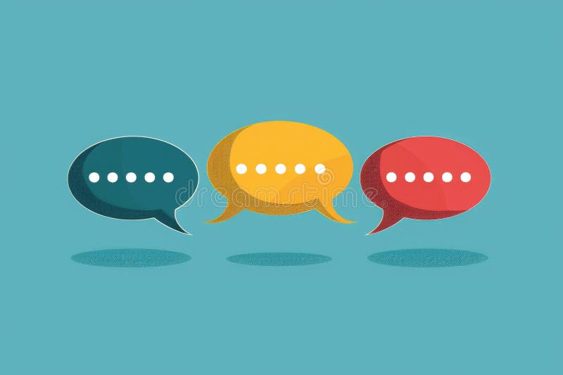 Three Colorful Speech Bubbles on a Blue Background. Great for ...