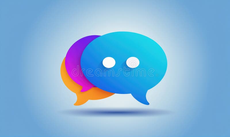 Three Colorful Speech Bubbles are Stacked on Top of Each Other Against ...