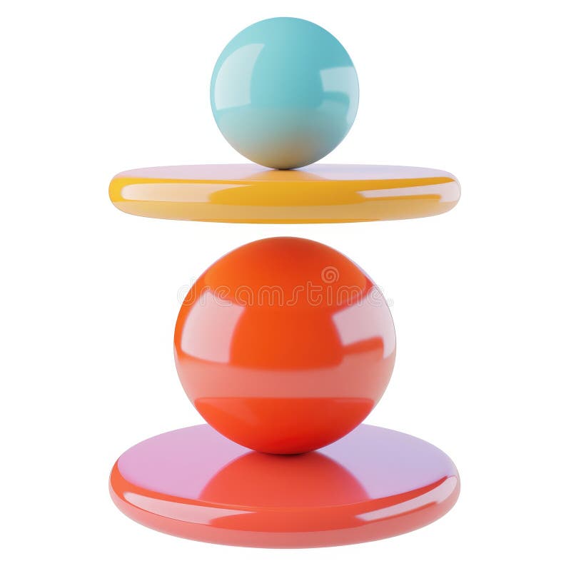 Abstract Colorful 3D Sphere Balance on Platforms Stock Illustration ...