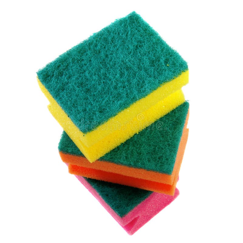Three colorful sponges. stock image. Image of multi, clean - 11034663