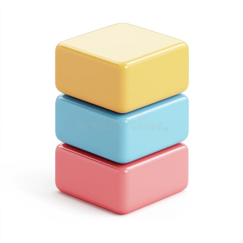 Stacked Pastel Cubes: 3D Render of Colorful Blocks Stock Illustration ...