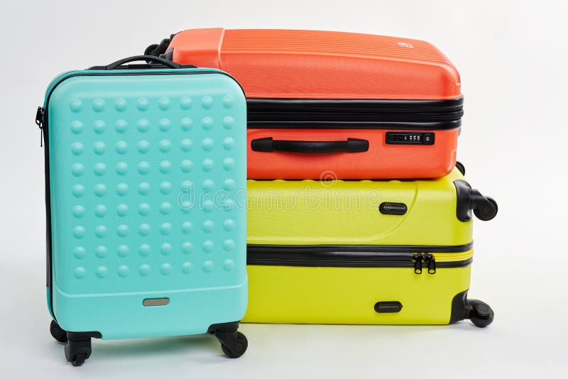 Three Colorful Suitcases Close Up. Stock Photo - Image of leisure ...