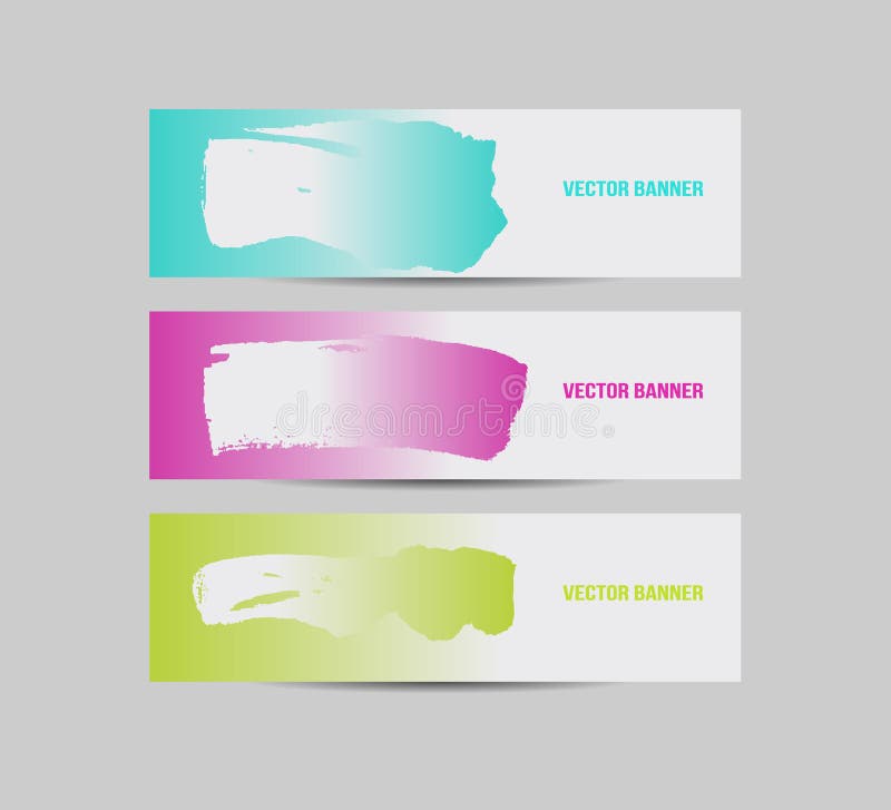 Three Colorful Vector Stickers Labels Tags with a Brush Stroke Hand ...