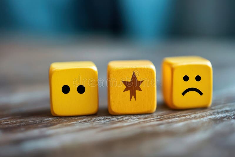 Three Colorful Yellow Blocks Symbolize Different Emotions: Happy ...