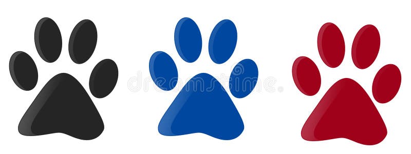 Three colorfull paw print stock illustration. Illustration of mammals ...