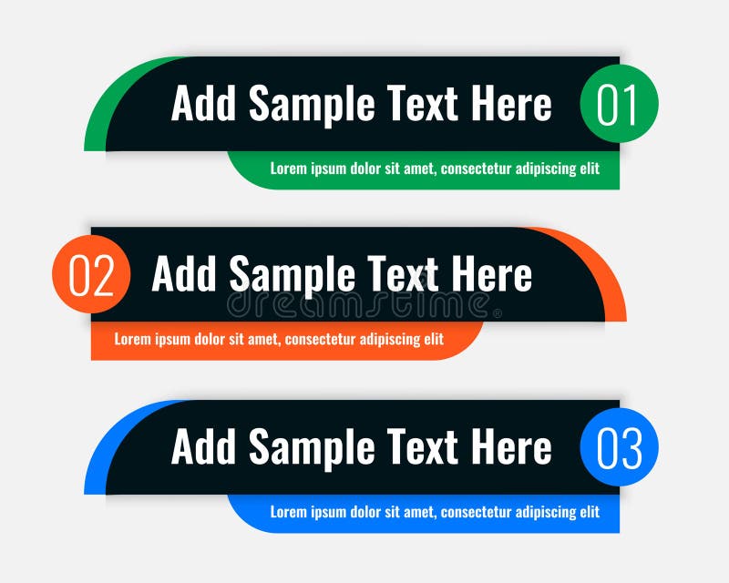 Three Colors Lower Third Banners in Dark Theme Stock Vector ...