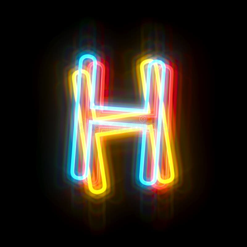 Three Colors Neon Font Letter H 3D Stock Illustration - Illustration of ...