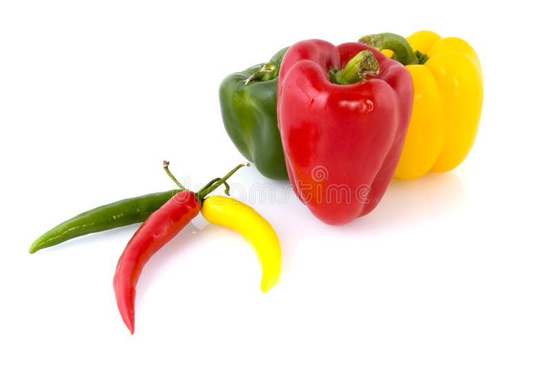 Three colors vegetables stock image. Image of peppers - 7117809