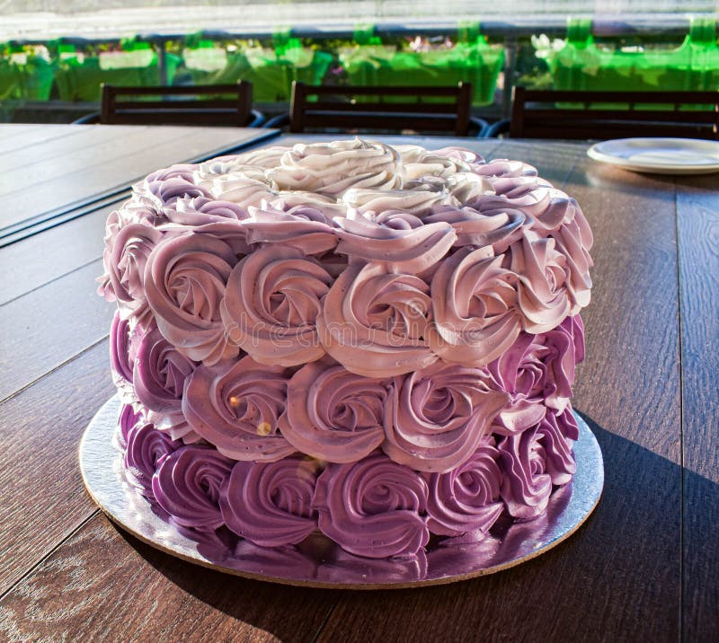 Three Colour Cake Pink Bithday Stock Image - Image of lighting, ceiling ...