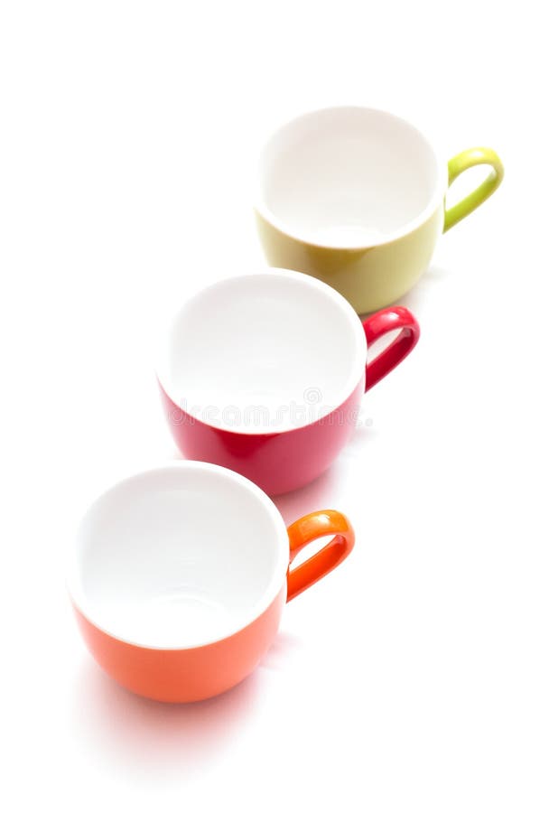 Three Coloured Espresso Cups in a Row Stock Image - Image of espresso ...