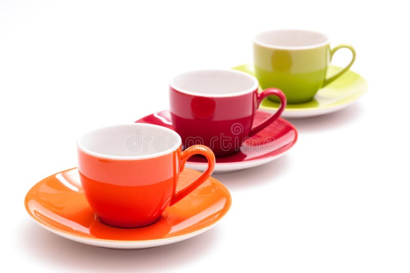 Three Coloured Espresso Cups in a Row Stock Image - Image of espresso ...