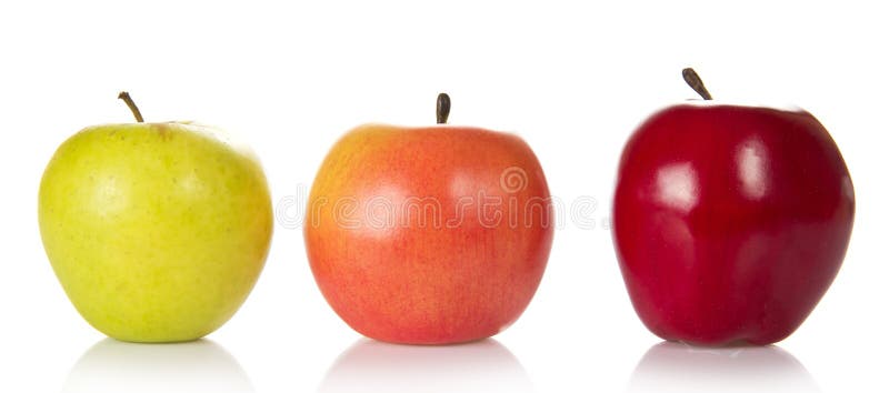 Three Colourful Apples of Different Grades Stock Image - Image of color ...