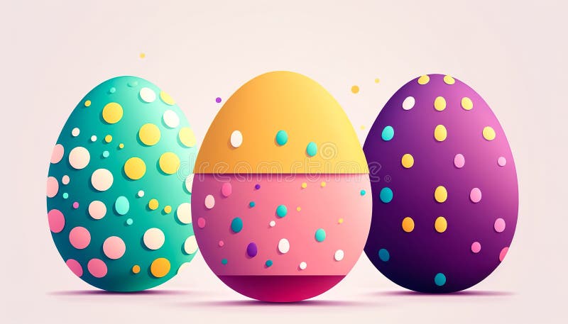 Three Colourful Eggs on Bright Mellow Background. Generative AI Stock ...