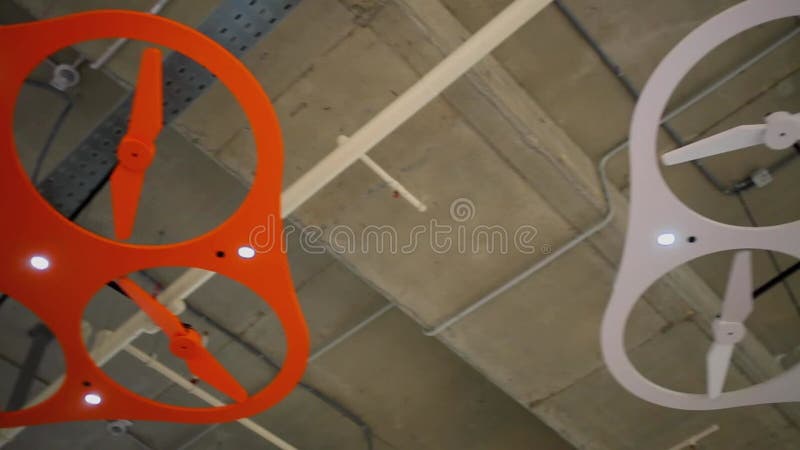 Three Colourful Fans Circling on Ceiling with Stock Video - Video of ...