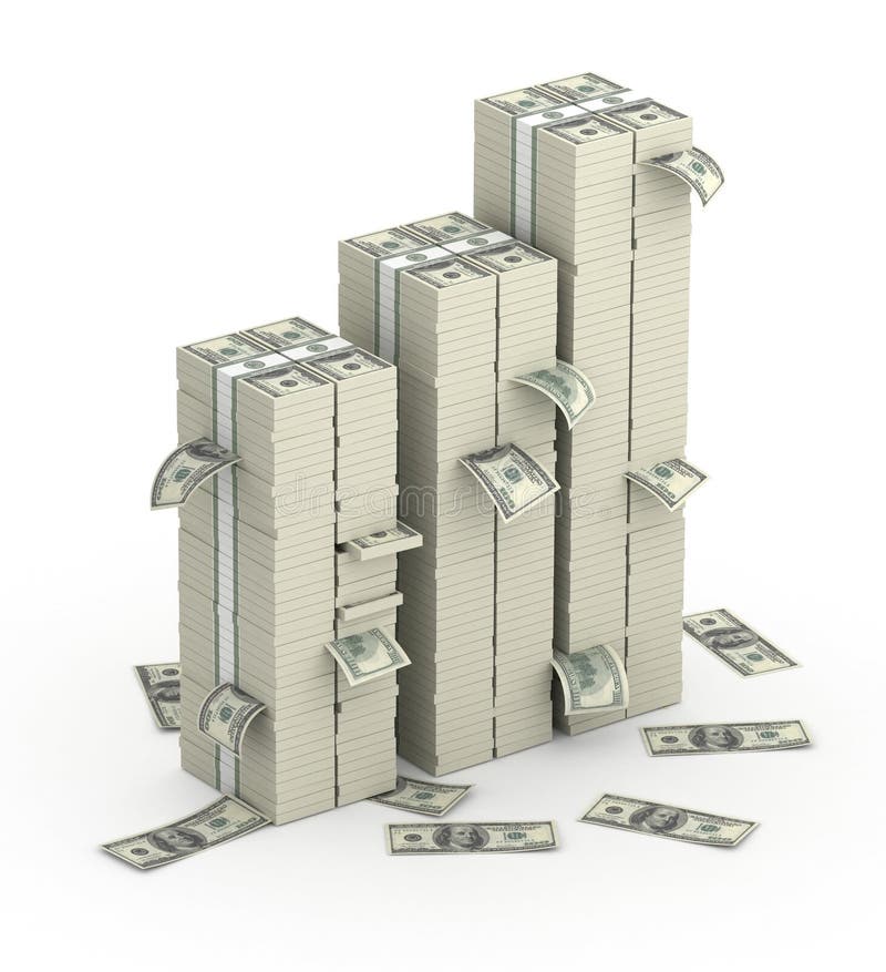 Three Columns of Dollars Money Packs Stock Illustration - Illustration ...