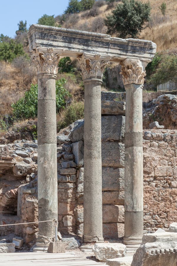 Three columns stock image. Image of archeology, ruins - 101885879