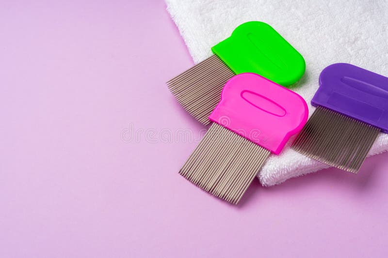 Three Combs for Removing Lice and Nits on Lilac Background Stock Photo ...