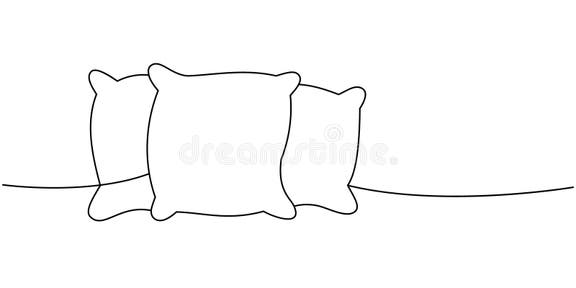 Three Comfortable Pillows One Line Continuous Drawing. Orthopedic ...