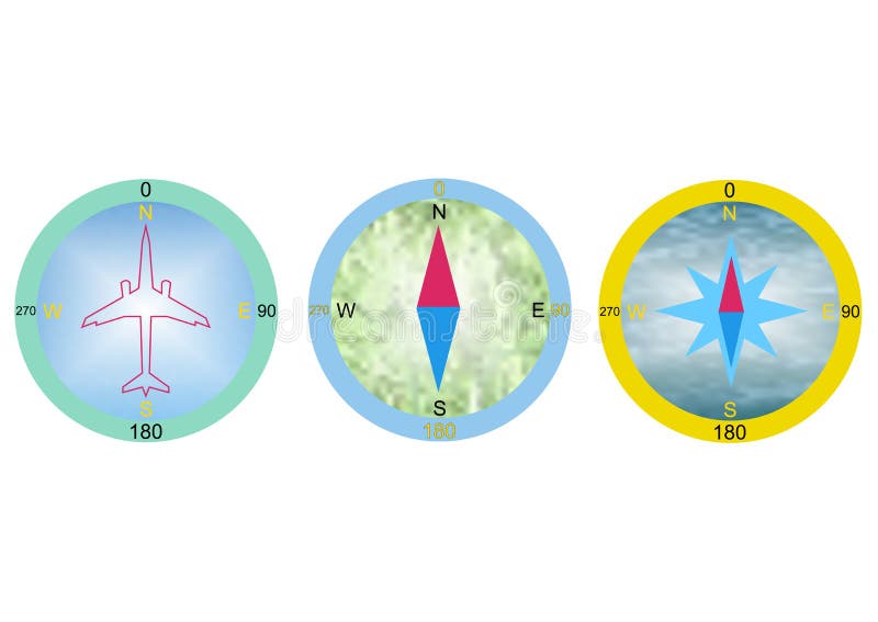 Aviation Compass Isolated on White Background in Flat Style Stock ...