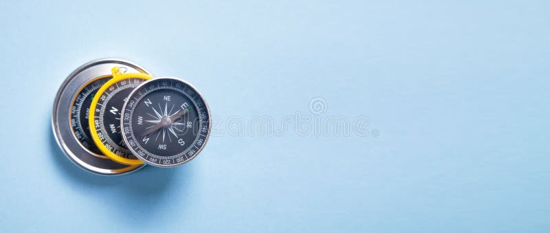 Three Compass on the Blue Background Stock Image - Image of orientation ...