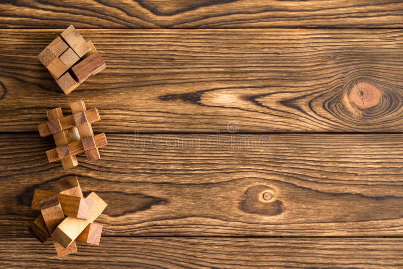 Three Complex Wooden Puzzles or Brainteasers Stock Image - Image of ...