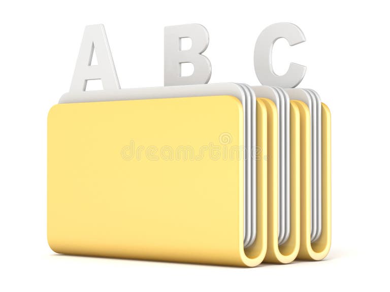 Three Computer Folders with ABC Files 3D Stock Illustration ...