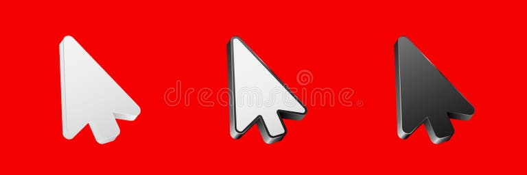 Three Computer Mouse Cursors in Different Colors Stock Illustration ...